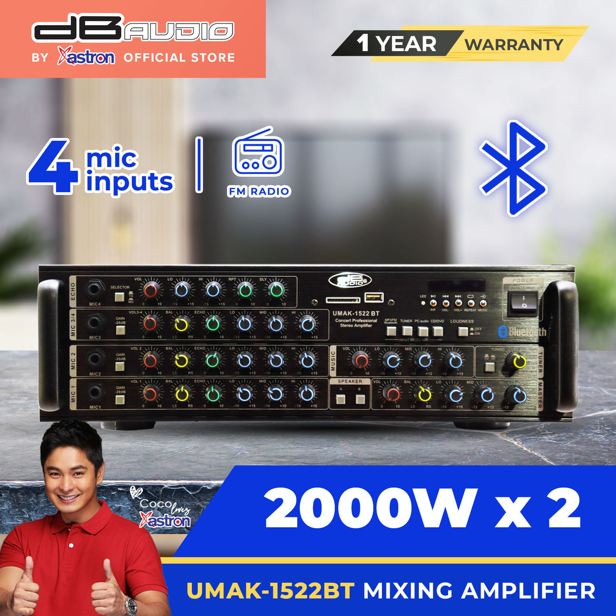 DB AUDIO BY ASTRON UMAK-1522BT MIXING AMPLIFIER | 2000W X 2 — Astron ...