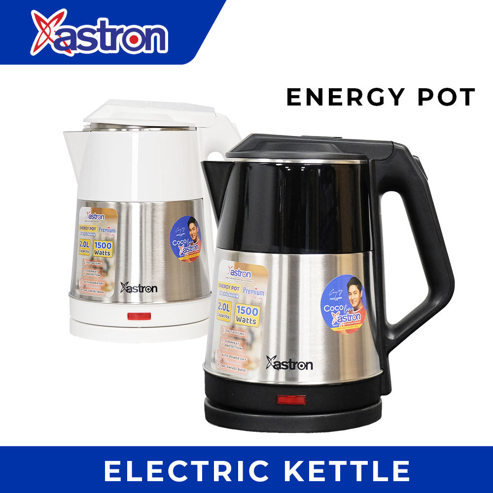Astron ENERGYPOT Electric Kettle - Black | 2 Liter Capacity | Overheat ...