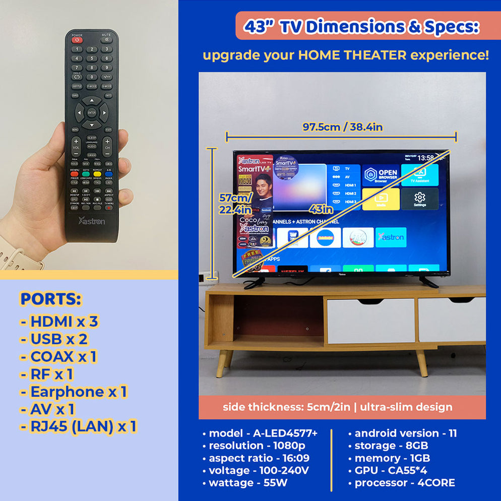 Astron LED4577 43 Inch Smart TV | Full HD | Netflix & Youtube Ready ...