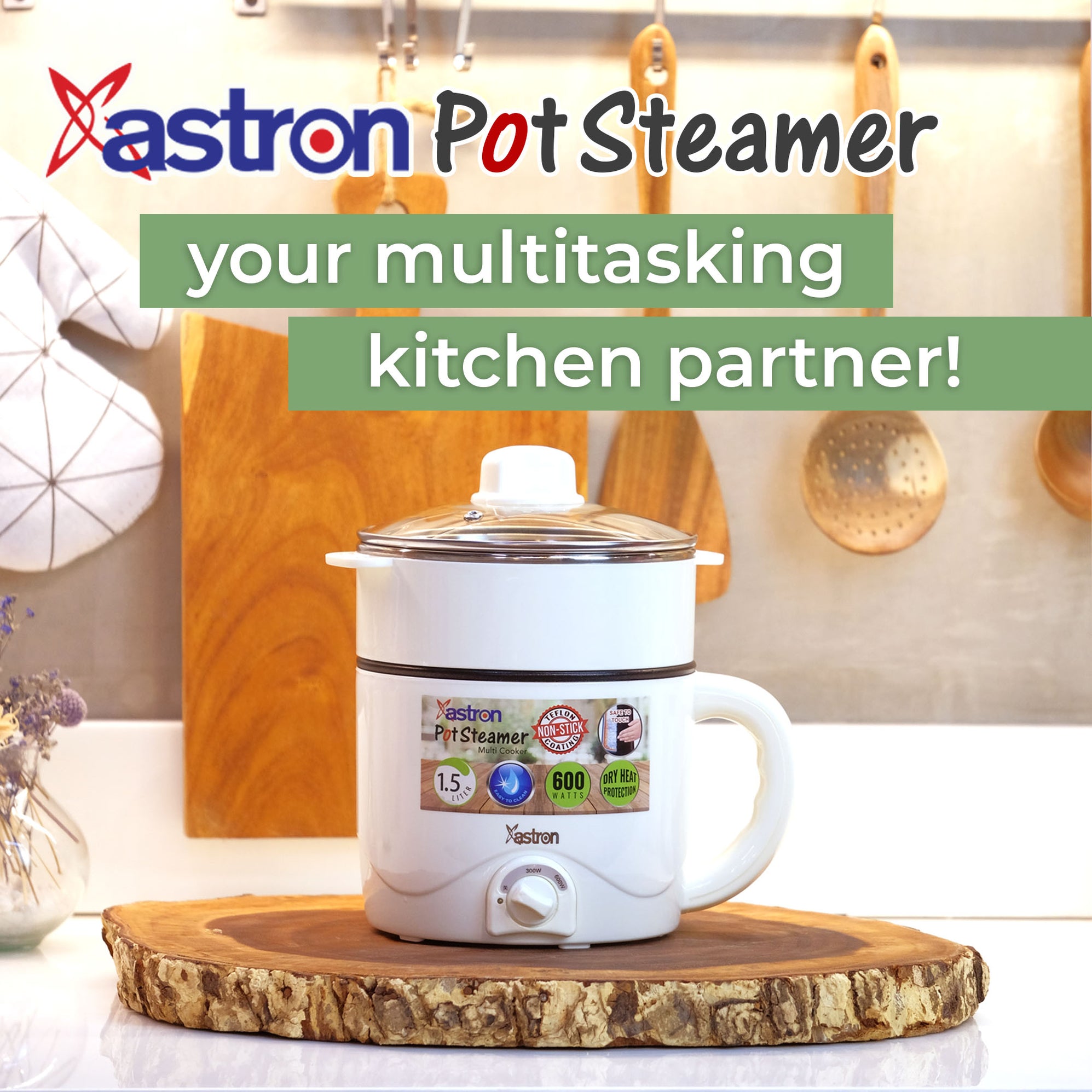 Astron POT STEAMER and MULTI COOKER (White) (1.5L) (600W) Electric coo ...