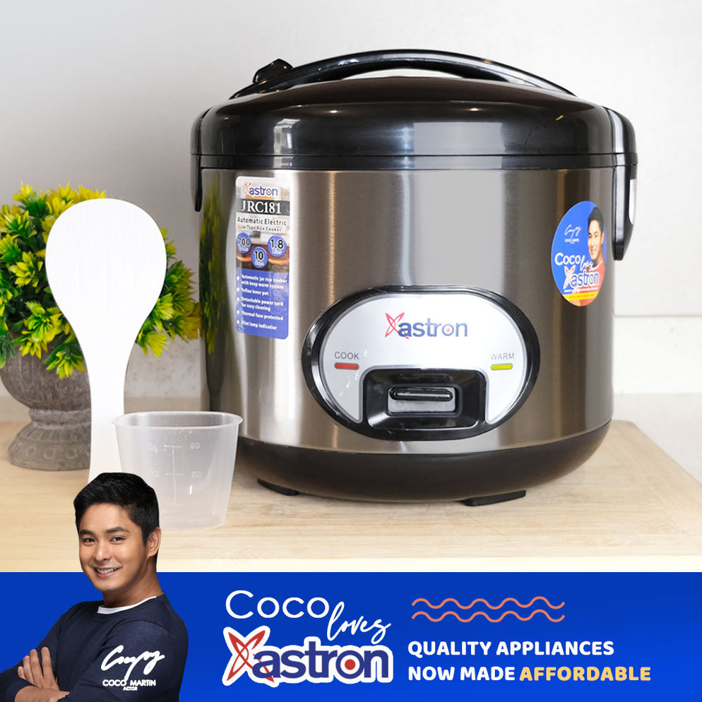 Astron JRC-181 1.8L Stainless Steel Rice Cooker w/ Steamer 10 Cups 700 ...
