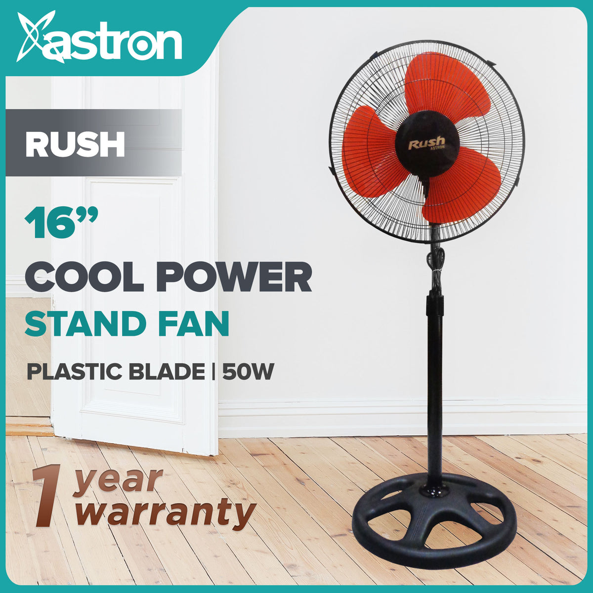 Astron Rush Stand Fan 16" (Red) Electric Fan — Astron Appliances PH