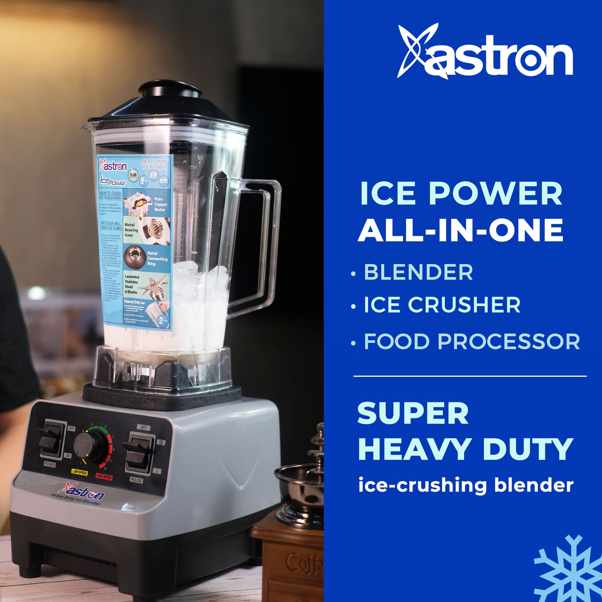 Astron ICEPOWER 1500W Heavy Duty Blender | Ice-Crushing | 2L Capacity ...