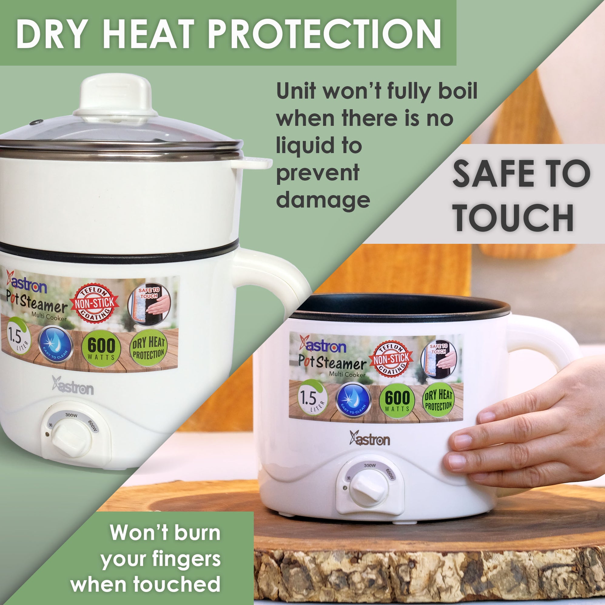 Astron POT STEAMER and MULTI COOKER (White) (1.5L) (600W) Electric coo ...